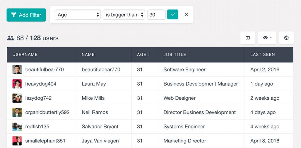 How to display, search and filter WordPress user meta data - Users Insights