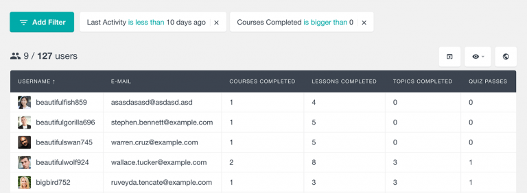 Learndash Search Filter And Analyze Your User Data