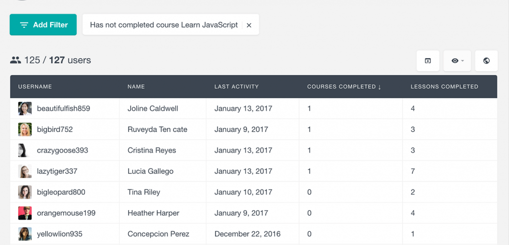 LearnDash: Search, Filter and Analyze Your User Data