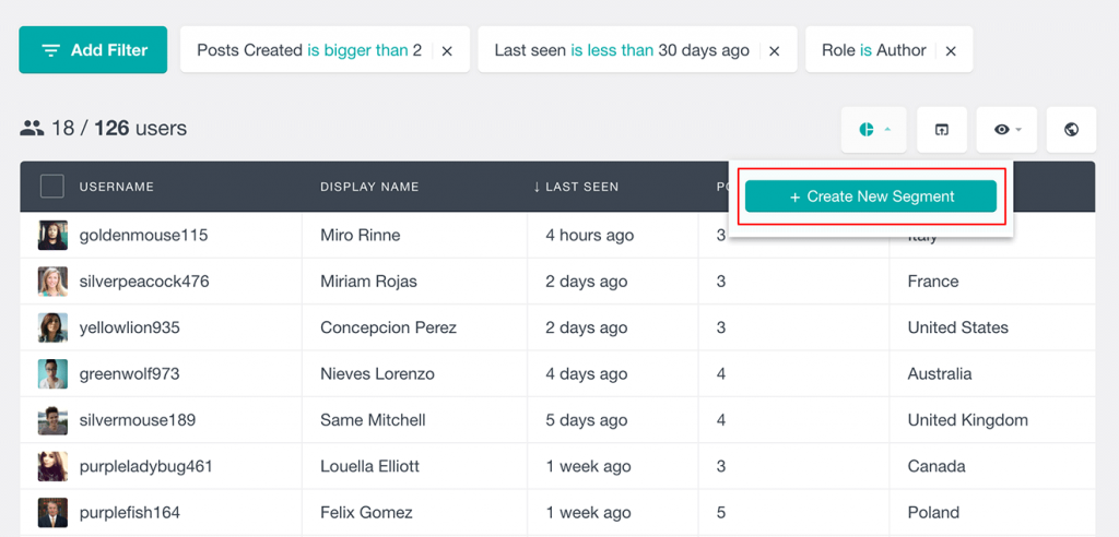 Wordpress User Segments Users Insights