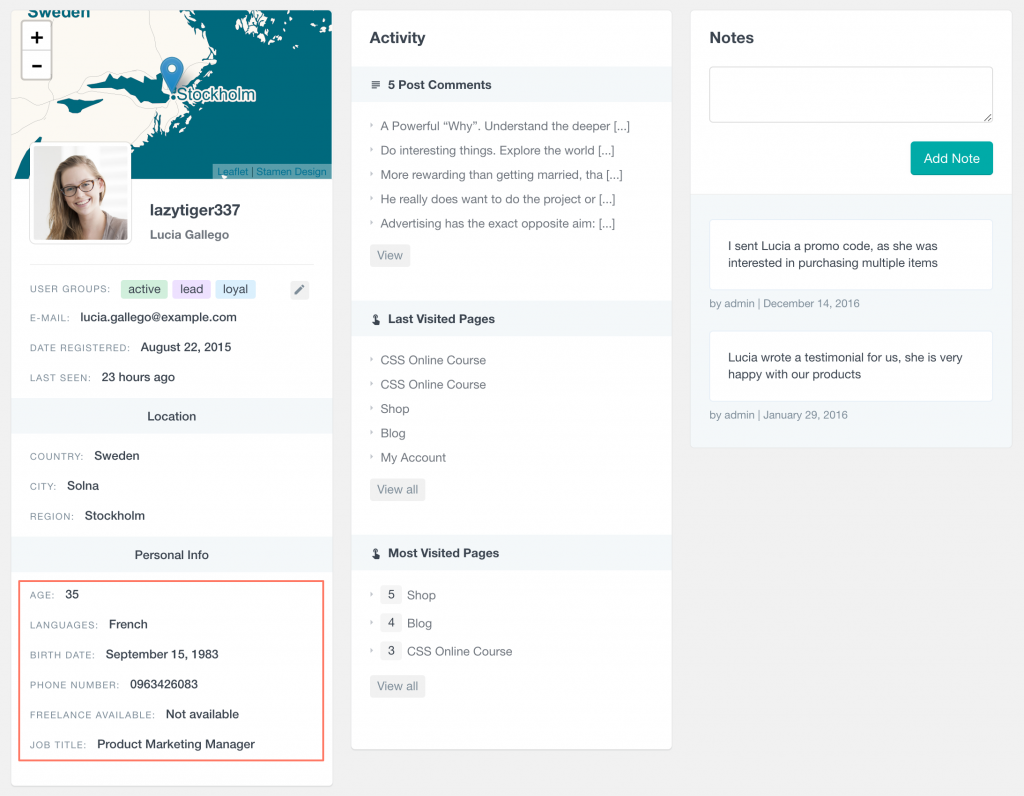 Profile Builder Pro Data and Search Filters - Users Insights