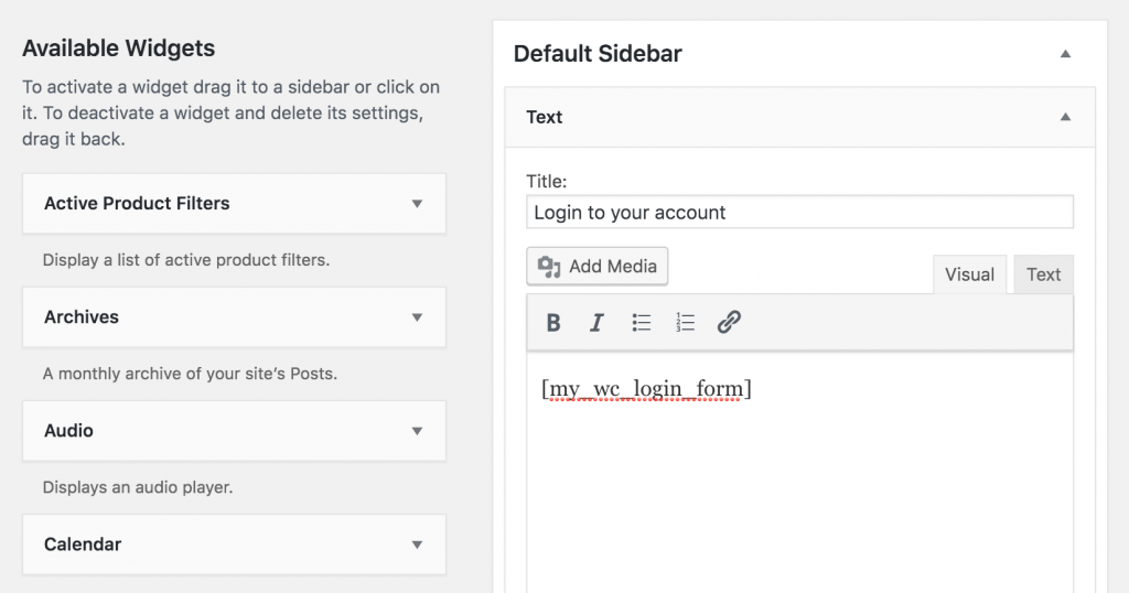 Creating A Woocommerce Customer Login Shortcode Page And Widget