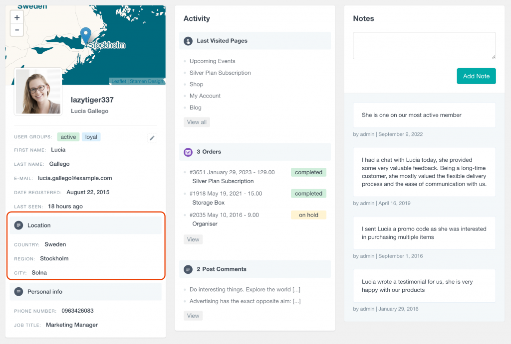 WordPress User Geolocation - Users Insights